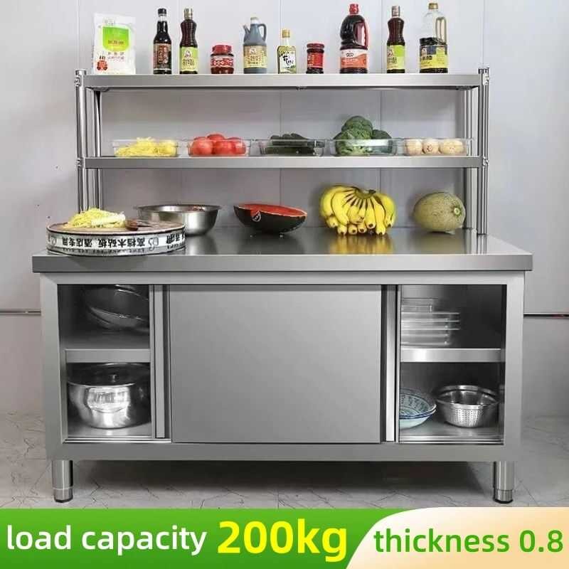 Kitchen Island Counter Table Stainless Prep/Island With Cabinet ...