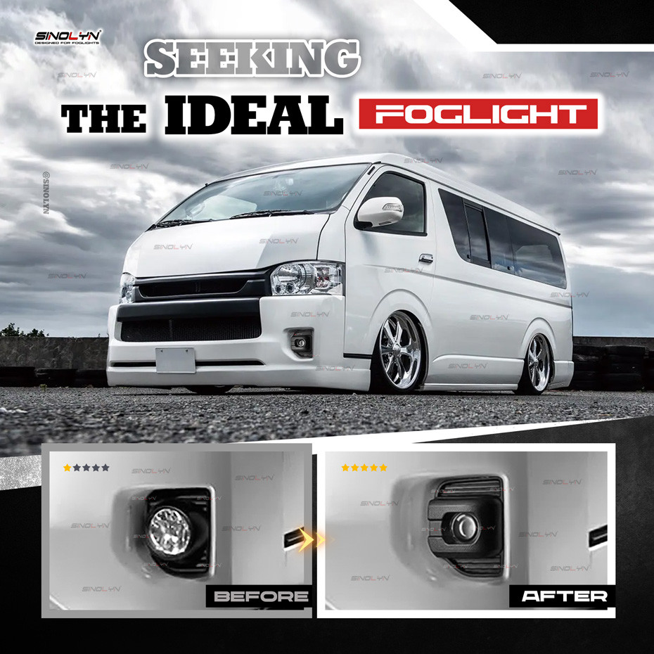 Sinolyn Bi-LED Projector Lens H11 Fog Lights For 2014-2018 Toyota Hiace ...