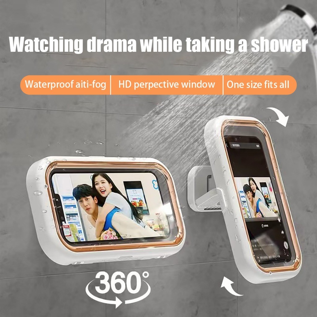 Shower Bathroom waterproof mobile phone rack box bath lazy support ...