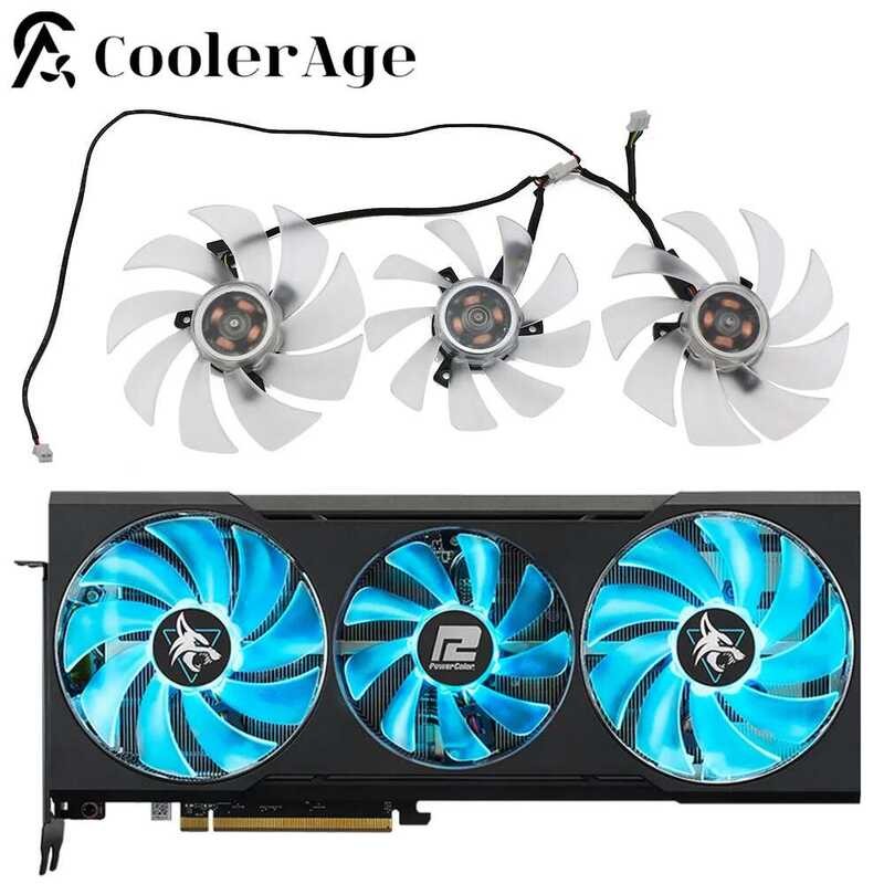 E Video 1 Card Fan For Powercolor Hellhound Spectral White AMD Radeon ...