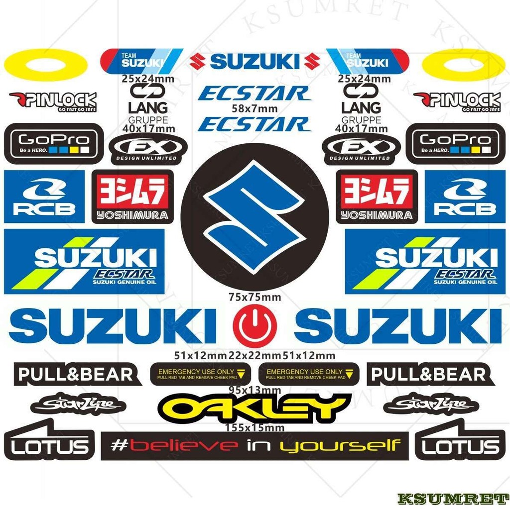 Vinyl Suzuki Sticker Decal Set Helmet Emblem Kit | Shopee Philippines