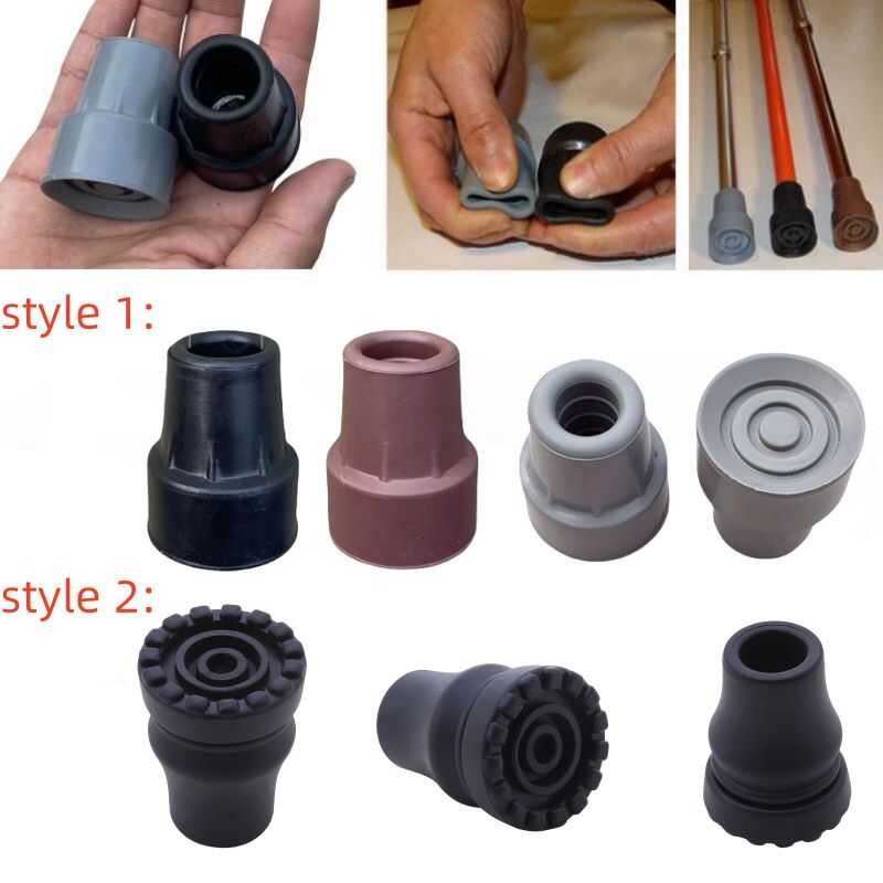 Rubber Trekking Pole Cap Walking Stick Crutch Cane Bottom Pads Cover ...