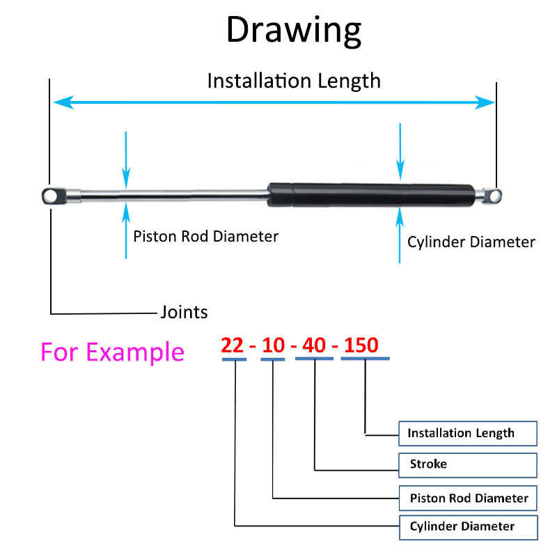 1 PC 480Mm-560Mm Gas Spring Universal Bars Shock Absorber Hydraulic ...