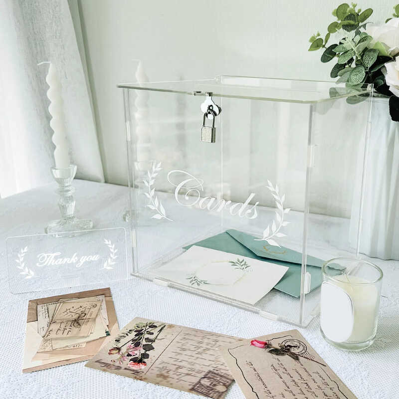 SK Acrylic Wedding Cards Elegant DIY Envelop Card Money Gift Box For ...