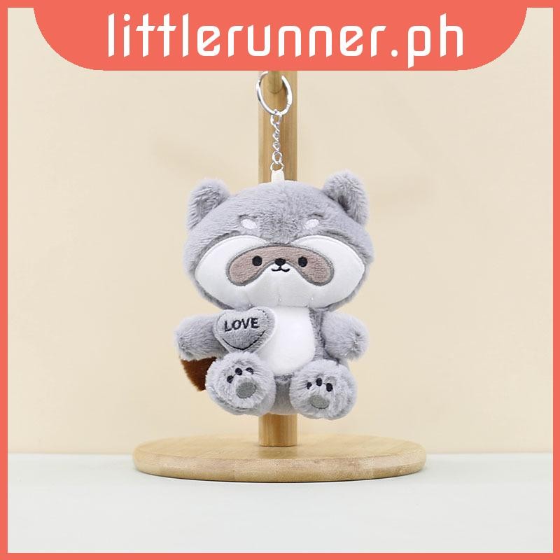 Raccoon Gray Delightful Plush Keychain Short Plush Stuffed Bag Charm ...