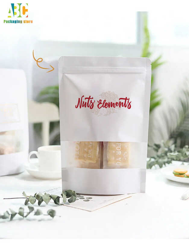 White Kraft Paper ,Frosted Window,Waterproof,Nut,Biscuit,Food,Pack S ...