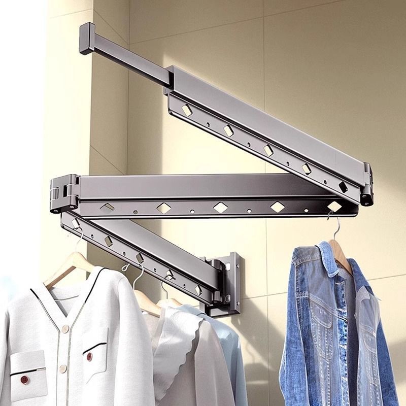 Folding Punch-free Clothes Drying Rack Invisible Retractable Wall ...