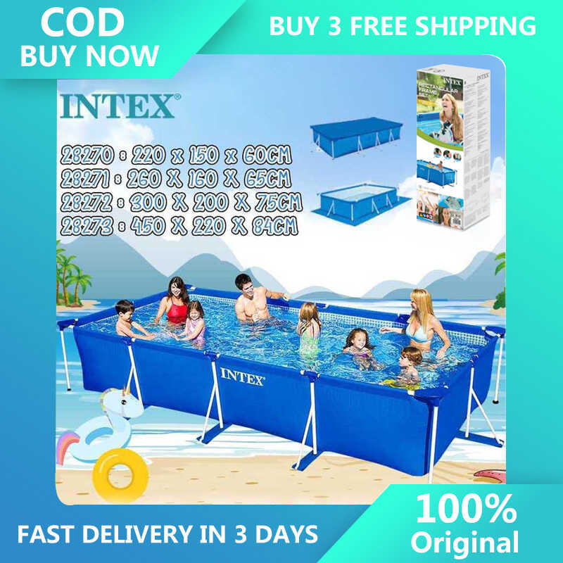 INTEX Rectangular Steel Pro Frame Set Swimming Pool Adult Family ...