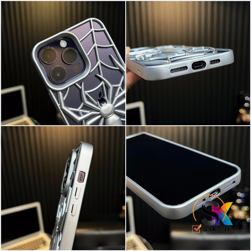 New Spider Mesh Phone Case Heat Dissipation Shockproof for iPhone 16 15 ...