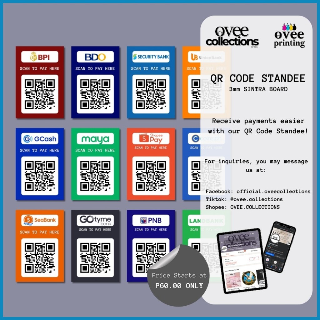 QR CODE STANDEE, GCASH, PAYMAYA, AND BANKS | Shopee Philippines