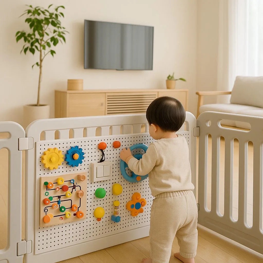 Kids Life Skills Training Toy Montessori Wooden Busy Board DIY Lock ...