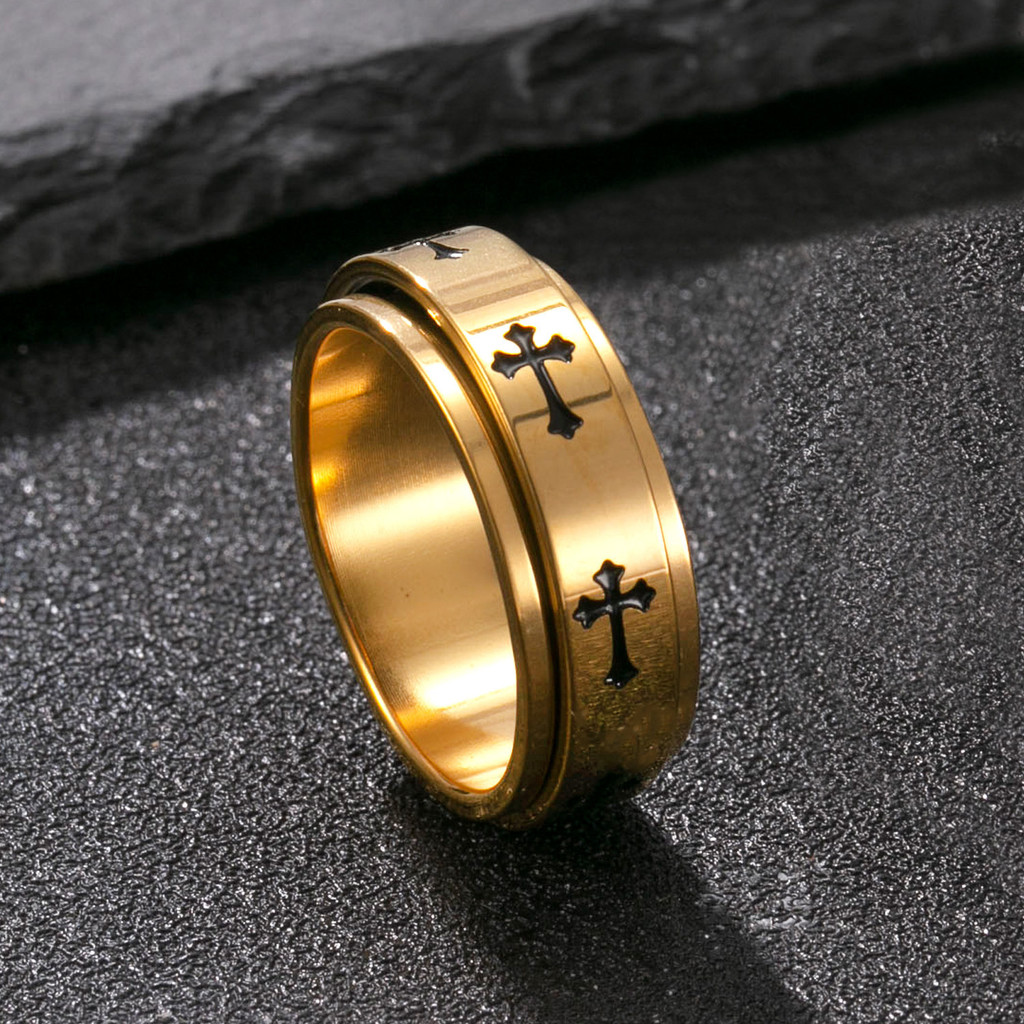 1 pc Custom Rotating Cross Ring Stainless Steel For Women Men ...