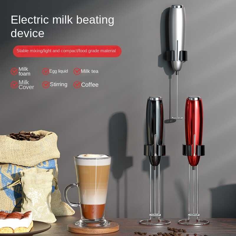 Milk Handheld Frother Kitchen Powerful Electric Foam Maker With Stand Battery Powered Foamer ...