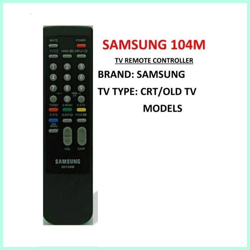 ๑ COD SAMSUNG TV REMOTE CONTROLLER FOR CRT TV OR OLD TV MODELS 104M ...