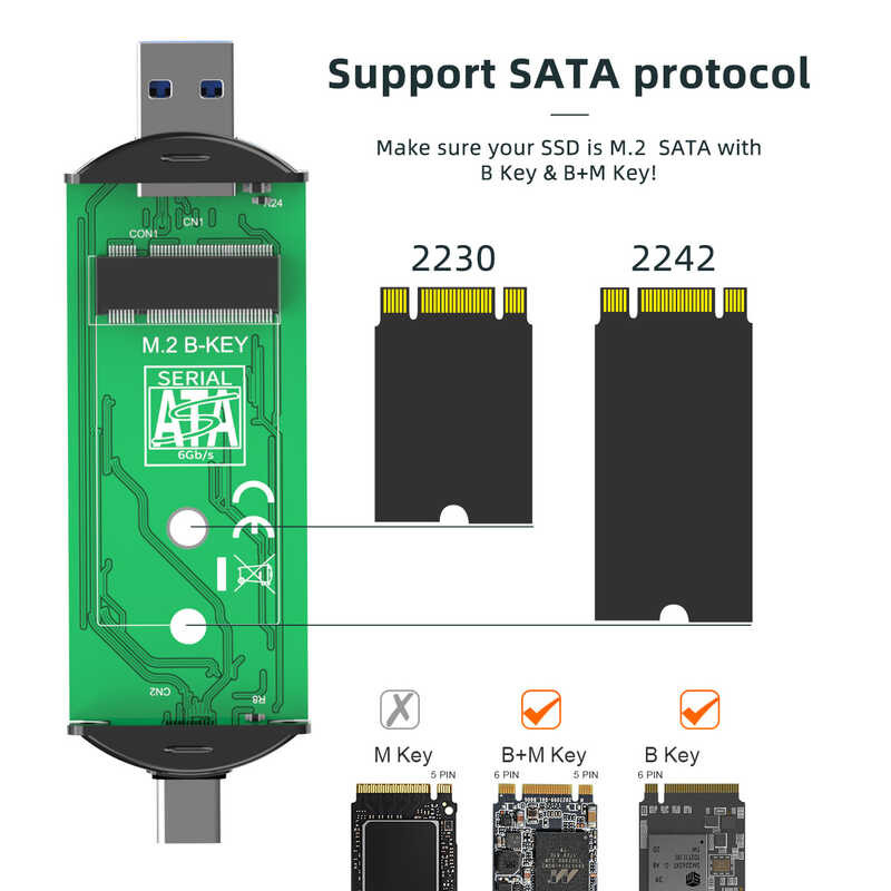 M2 MAIWO NGFF Enclosure SSD 2-in-1 Type-C/USB3.0 Solid State Drive ...
