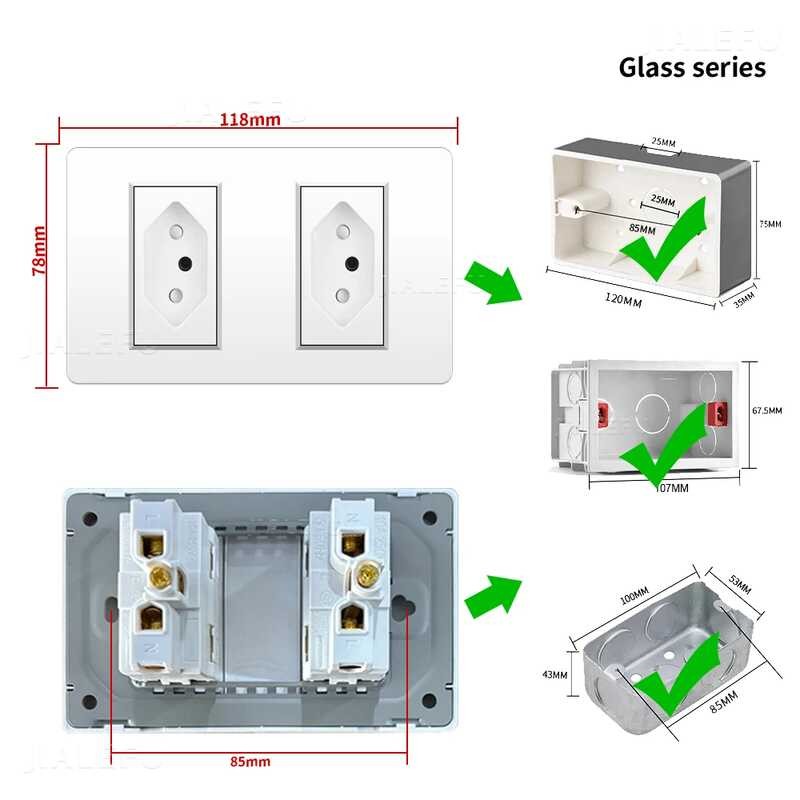 Fire PC Panel 10A 20A 118mm Brazil standard blank plug White gray black ...