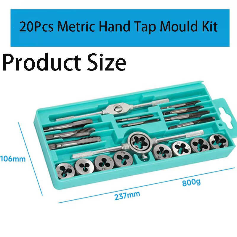 Tap Set 20Pcs Alloy Steel M3-M12 Male Thread Threading Tool Metric Screw Die Adjustable Plug ...