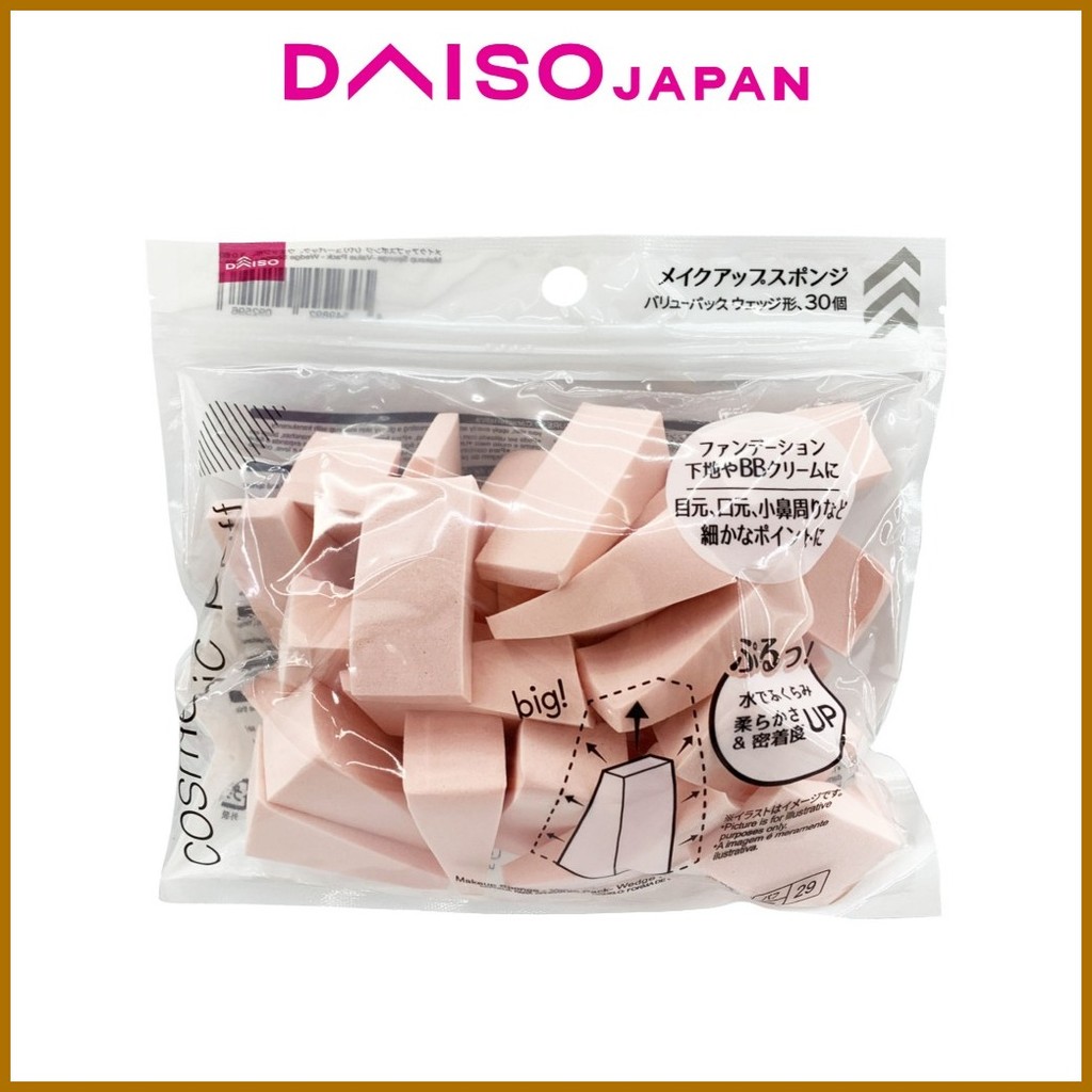 Daiso Wedge-Shaped Makeup Sponge Value Pack (30 pieces) | Shopee ...