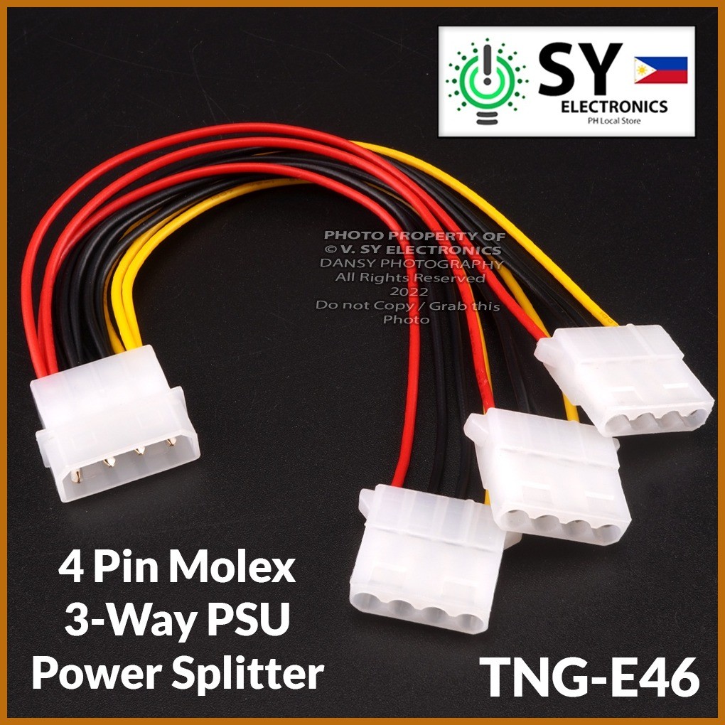 ☁ ☼ 20CM 1 Molex 4 Pin to 3-Way Molex Power Supply Splitter Male Female ...