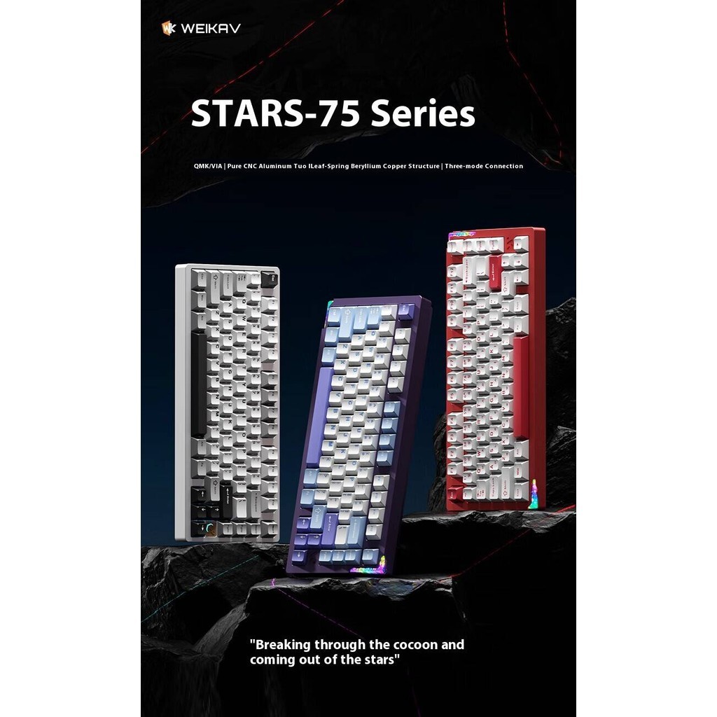 Weikav Stars 75 customized mechanical keyboard finished metal CNC ...