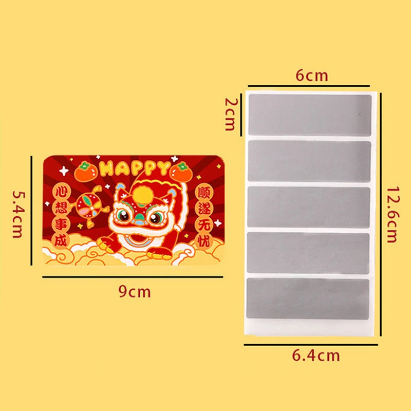 New Year Wish Scratch Card Children Spring Festival Handwritten Scratch ...