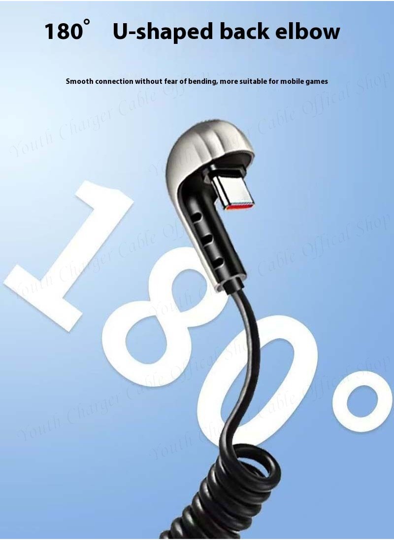 6A Fast Charging Spring telescopic Data Cable 66W USB to Type C phone ...