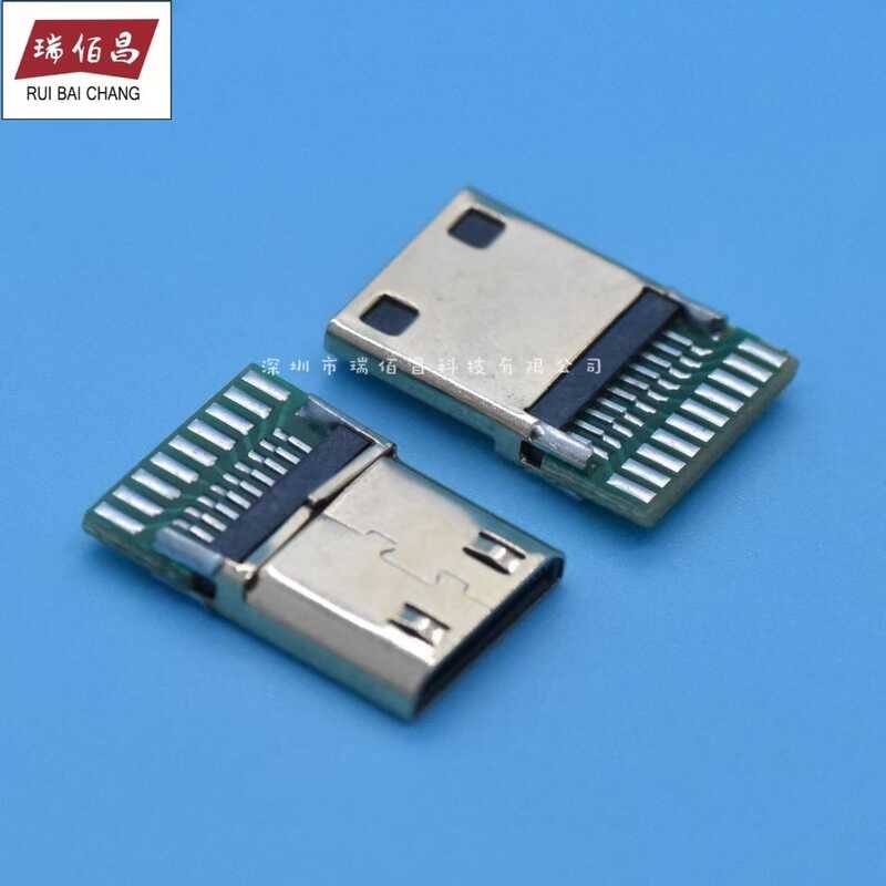 HDMI Male Head C-type Solder Wire with PCB MINI Mini HDMI Male Head ...