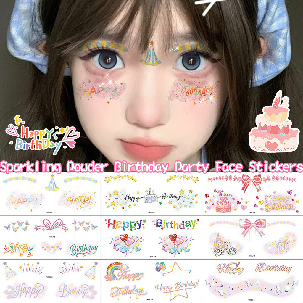 1/2/4Pcs Happy Birthday Face Stickers - Self-Adhesive Powder Blusher ...