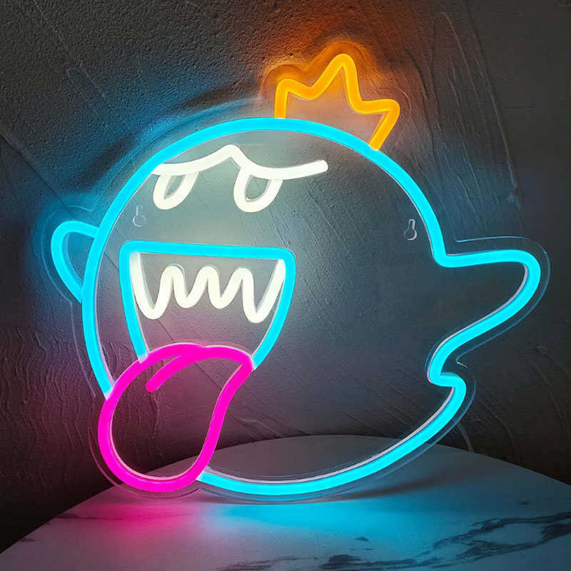 Boo King The Ghost Face LED Neon Light Mario Lamp Acrylic Sign Game ...