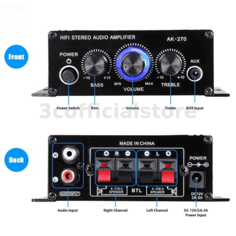 400w Mini Audio Amplifier Home Amplifier Bluetooth-free Auto Stereo ...