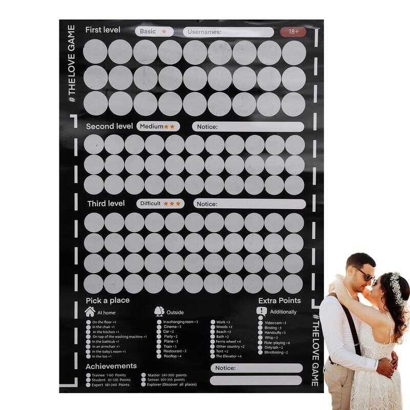 Diary Couple Game Bedtime Calendar Poster 100 Dates Scratch Off Bucket ...