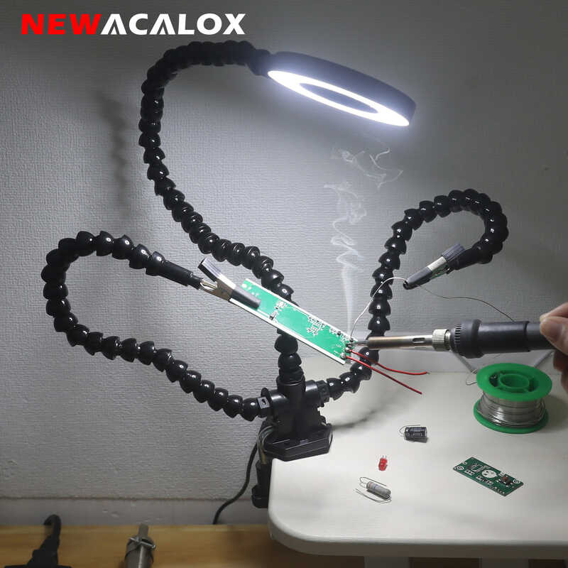 Iron NEWACALOX Holder PCB Clip with USB 3X LED Magnifier Soldering ...