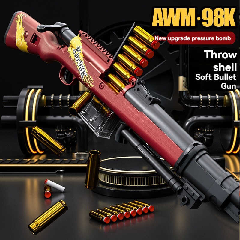 SK Soft Bullet Shell Throwing Manual AWM 98K M24 Barrett Rifle Sniper Pneumatic Weapons Toy For ...