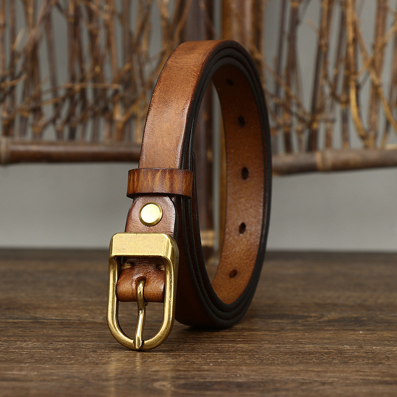 Vintage Luxury Handmade Cowhide Genuine Leather Copper Buckle Women ...