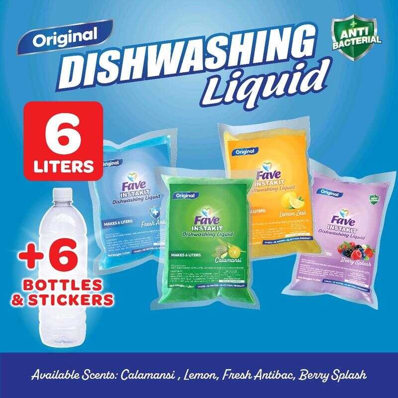 FAVE ORIGINAL DISHWASHING Liquid, 6 Liters W/ BOTTLES & STICKER LABELS ...