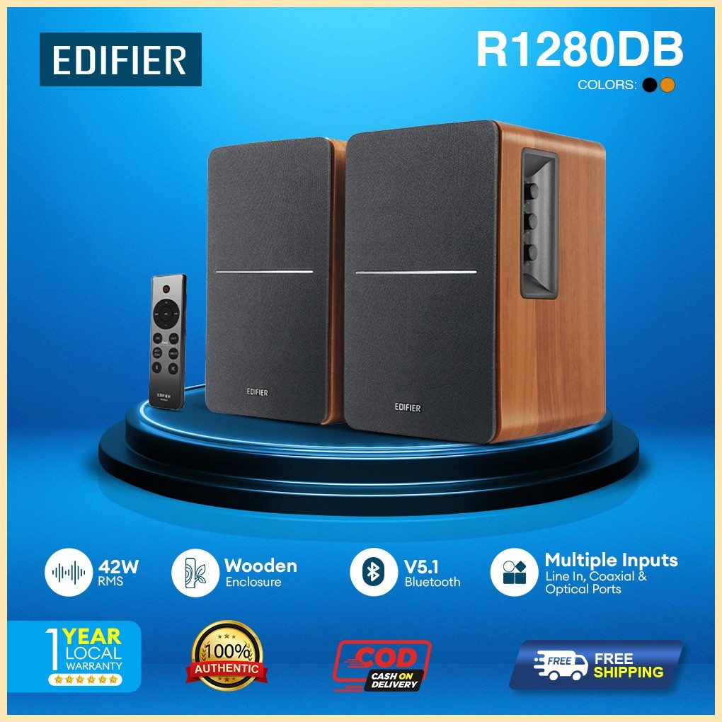 ∇ ♟ Edifier R1280DB Powered Bluetooth Bookshelf Speakers - Optical Input - Wireless Studio ...