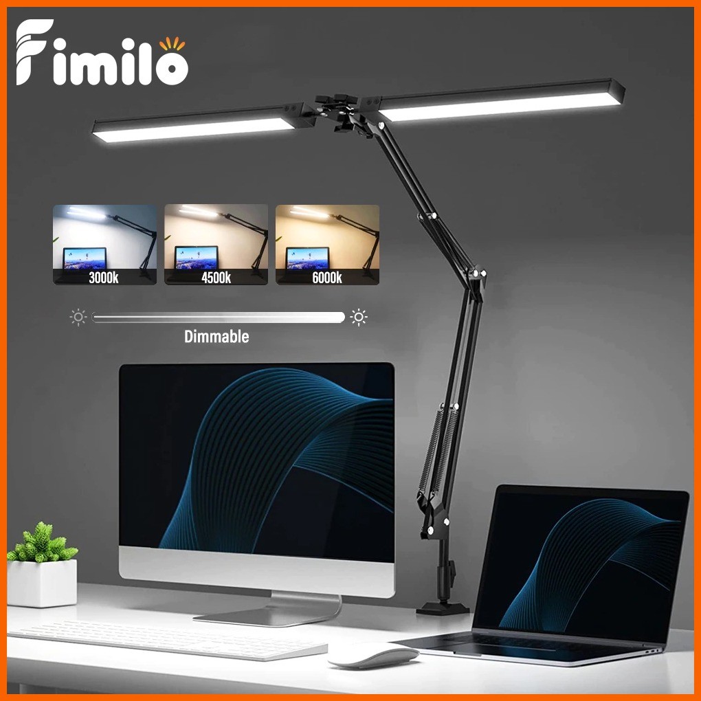 LED Reading Desk Lamp for Study Double Head Table Lamp Folding Light ...