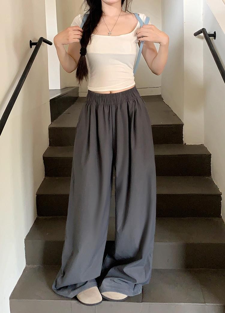 Women's Long Wide-leg Pants Casual Drape Loose Straight Versatile ...