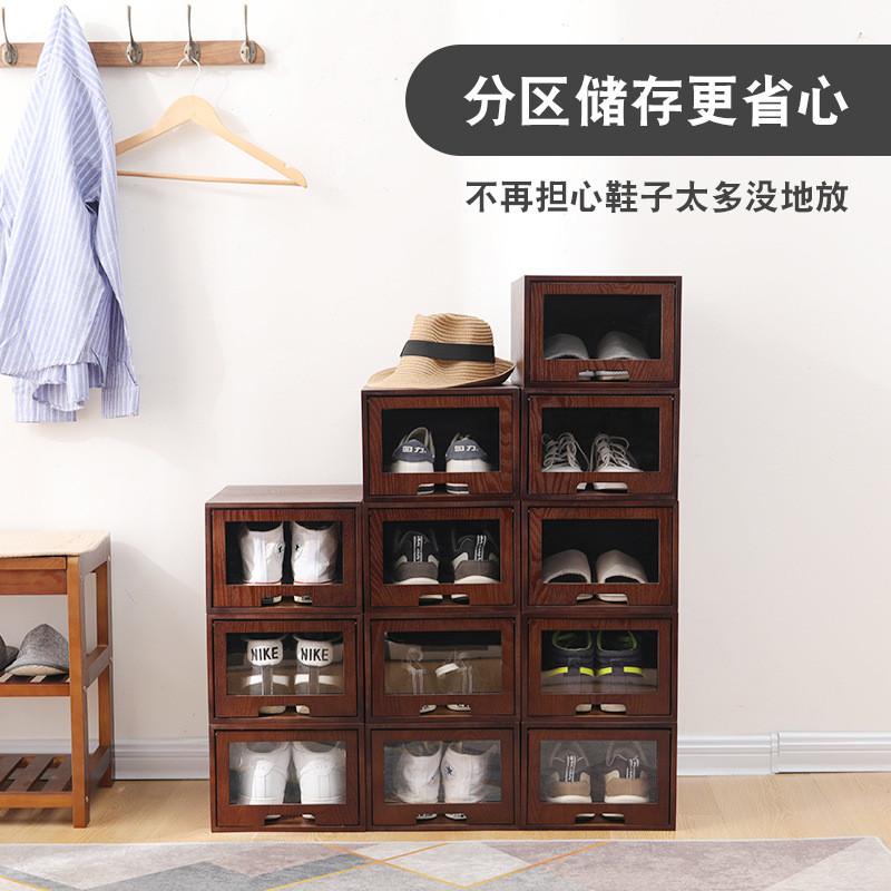 New Wooden Shoe Box Dustproof Transparent Installation-free Light ...
