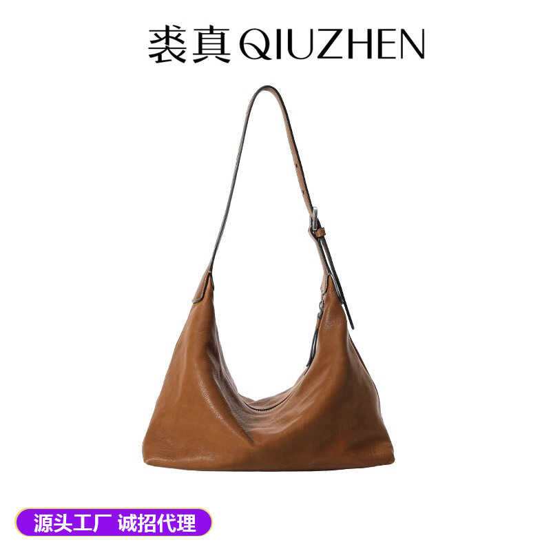 38 Qiu Zhen Hobo Baotou Layer Planted Tanning Cowhide Underarm Leather ...