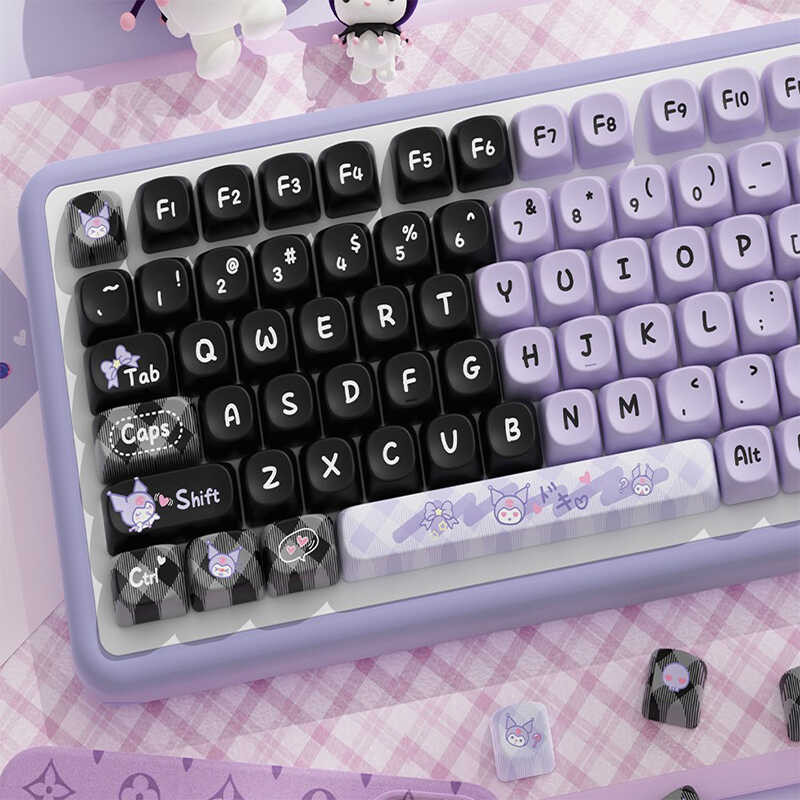 Sanrio 112/120keys Kuromi Pbt Moa Kawaii nical Keyboard Purple Black ...