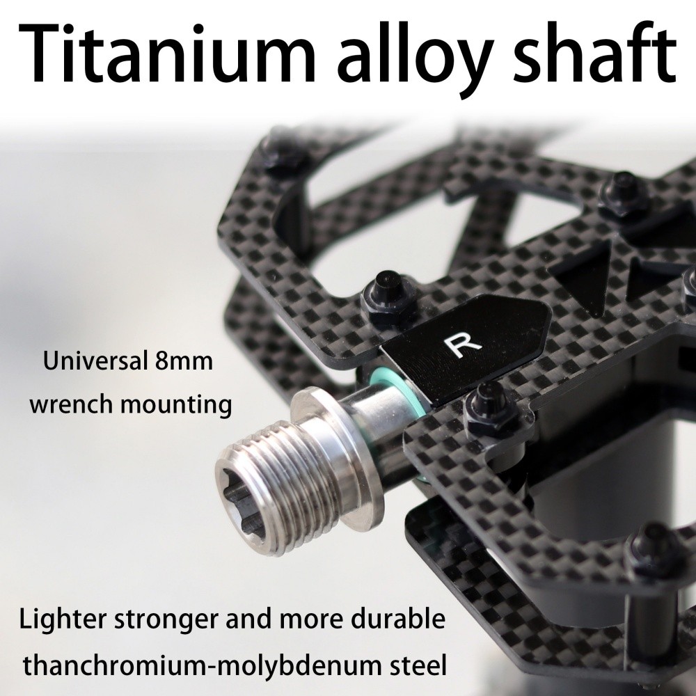 KOCEVLO Bicycle Ultralight Carbon Fiber Pedal Titanium alloy Shaft MTB ...