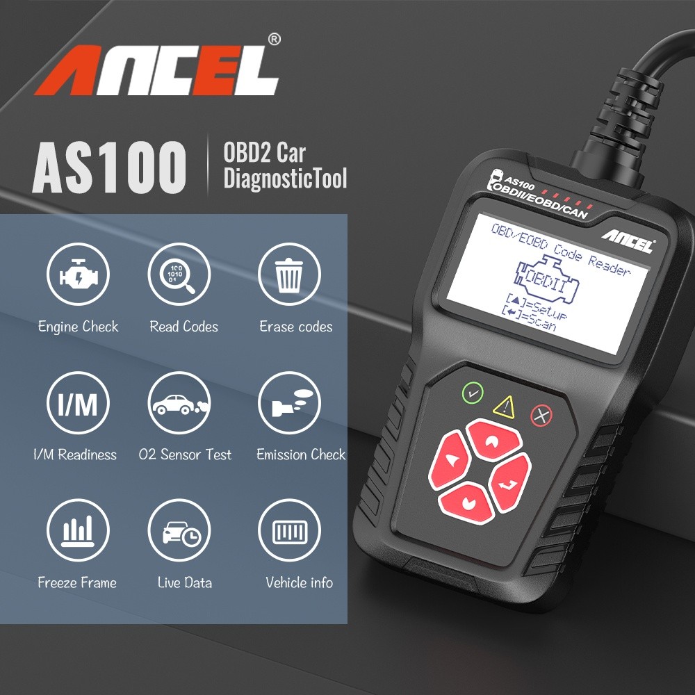 ANCEL AS100 Automotive OBD2 Scanner Check Engine Light Code Reader Code ...