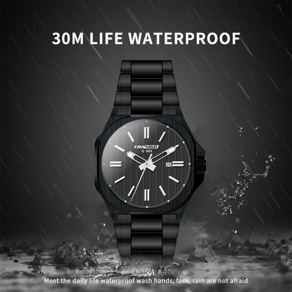 CHAXIGO Casual Quartz Men Watches Luxury Steel Strap Date Time ...