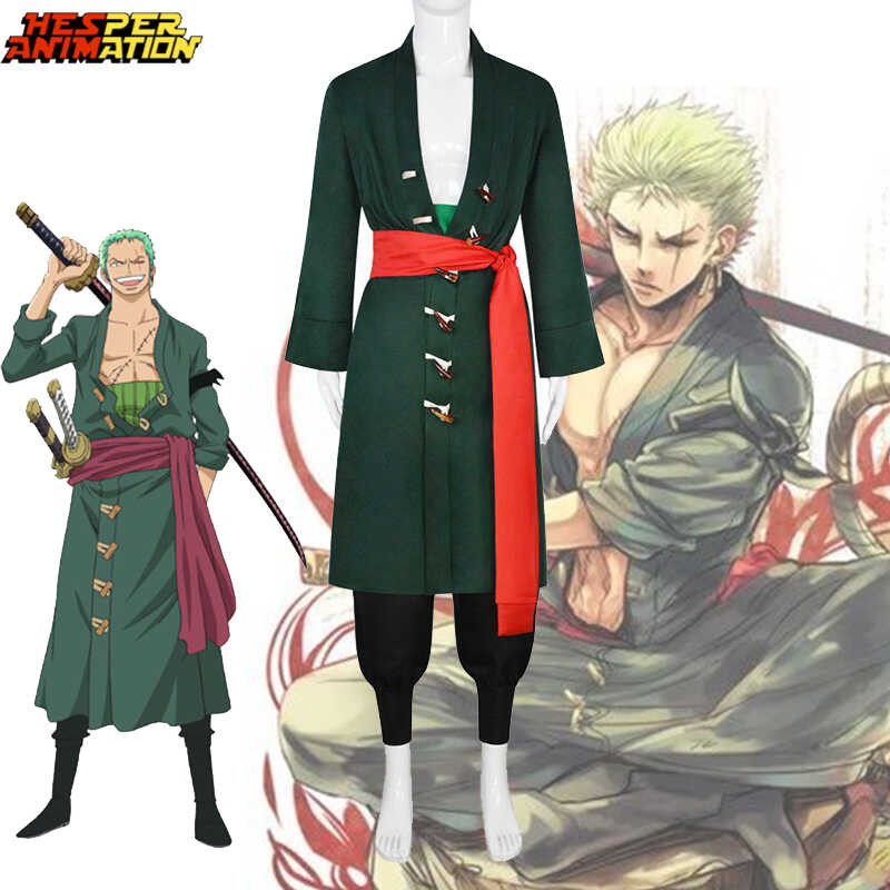 4Pc/Set One Piece Anime Cosplay Men Roronoa Zoro Suit Without Sword Cos ...