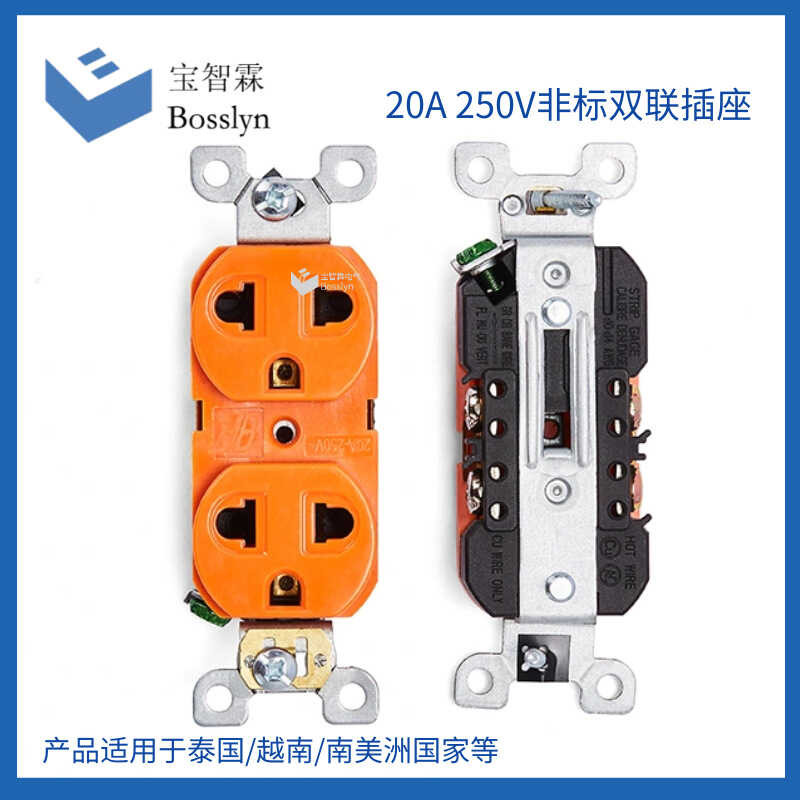 20A 250V non-standard dual socket Philippine wall wiring cabinet socket ...