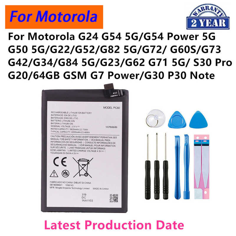 Battery For Motorola Moto G24 G54 G7 Power G50 G22 G52 G60S G20 G42 G34 ...