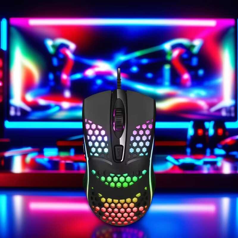 Wired Computer Ergonomic Mice Honeycomb RGB Backlight 4D 2400Dpi Wired Gaming Mouse | Shopee ...