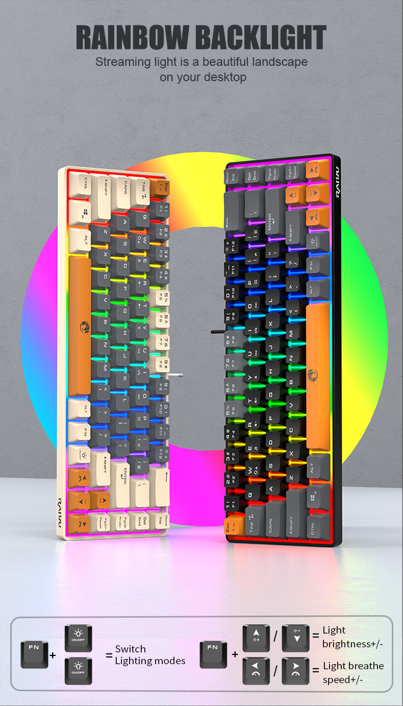 Zeus x RAIKU K68 68-Key Compact RGB Gaming Keyboard with 3 Keycaps ...