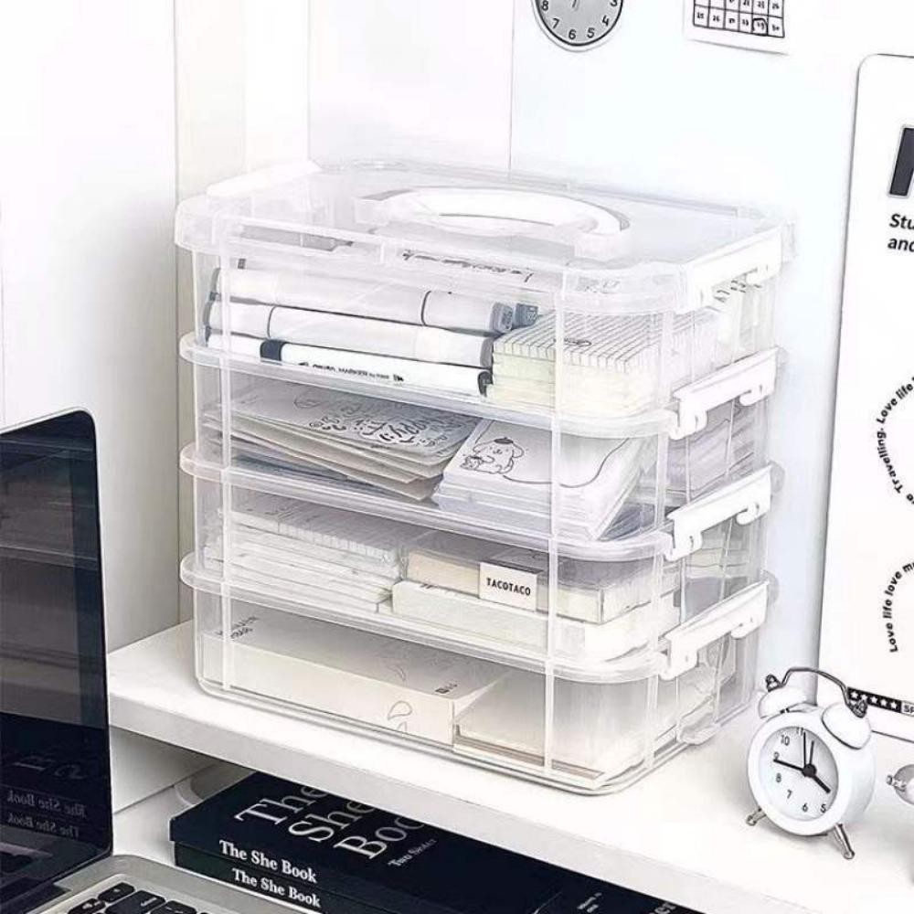4 Layers Multi-Purpose Handheld Storage Box Large Jewellery Organiser ...